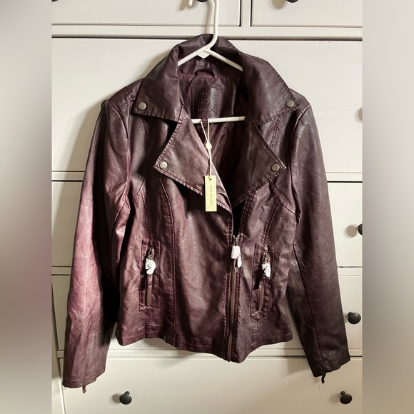 Max Studio | Jackets & Coats | Max Studio Dark Purple Vegan Leather ...